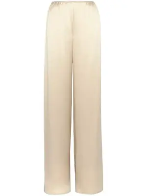 FERRAGAMO Satin-finish Wide-leg Trousers - Neutrals