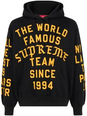 Supreme Team Flocked Hoodie - Black | Editorialist