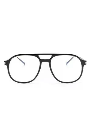 Saint Laurent Logo-debossed Pilot-frame Glasses - Black