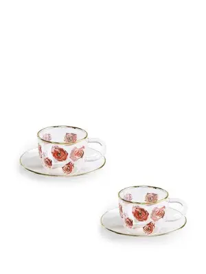 SELETTI Roses-print Coffee Cups - White