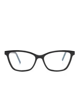 Saint Laurent Logo-plaque Rectangle-frame Eyeglasses - Black
