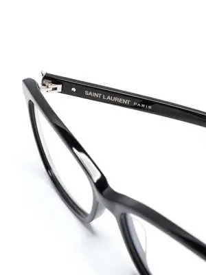 Saint Laurent Logo-plaque Rectangle-frame Eyeglasses - Black