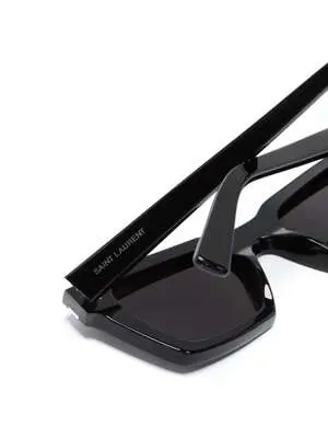 Saint Laurent Logo-engraved Cat-eye Sunglasses - Black
