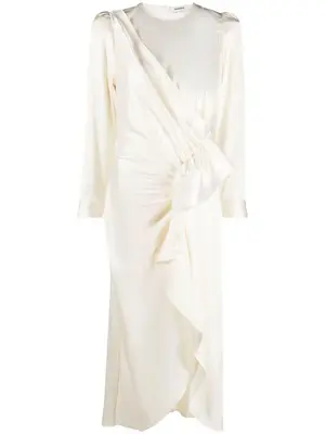 Sandro Asymmetric Satin Midi Dress - Neutrals