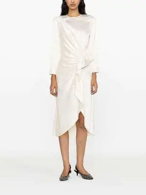 Sandro Asymmetric Satin Midi Dress