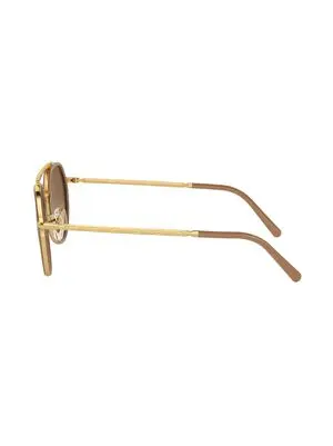 Ray-ban Logo-print Round-frame Sunglasses - Gold