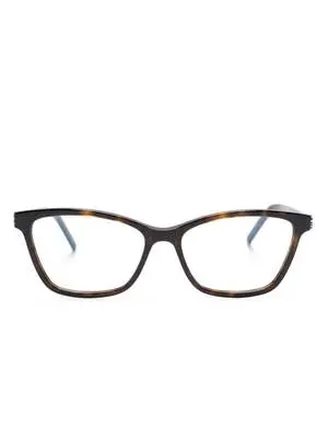 Saint Laurent Logo-plaque Rectangle-frame Glasses - Brown