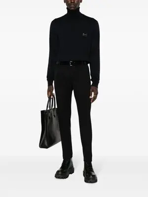 Dolce & Gabbana Logo-patch Roll-neck Jumper - Blue