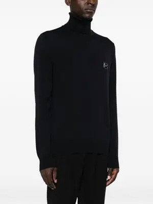 Dolce & Gabbana Logo-patch Roll-neck Jumper - Blue