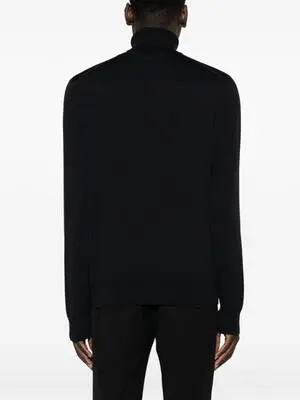 Dolce & Gabbana Logo-patch Roll-neck Jumper - Blue