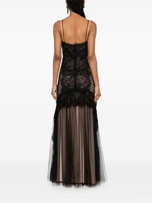 Alberta Ferretti Lace-panelled Ruffled Maxi Dress