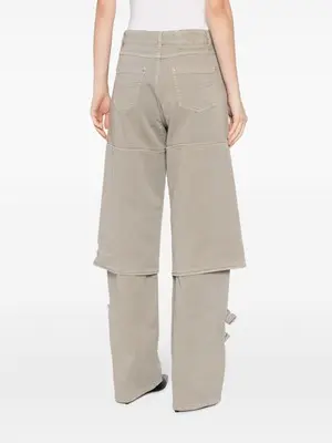 Blumarine Buckle Detailed Wide Leg Trousers - Grey