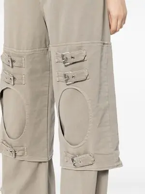 Blumarine Buckle Detailed Wide Leg Trousers - Grey