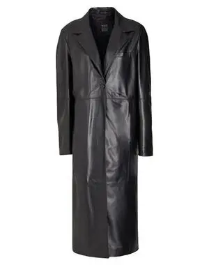 8 BY YOOX Lambskin Leather Maxi Coat - Black