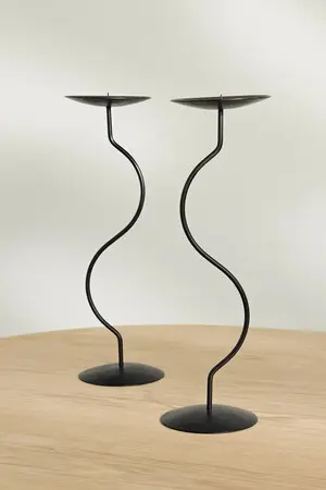 FOURTH STREET-Dancing Duo Set Of Two Iron Candlesticks