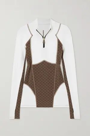 Balmain Printed Paneled Stretch Cotton-jersey Base Layer