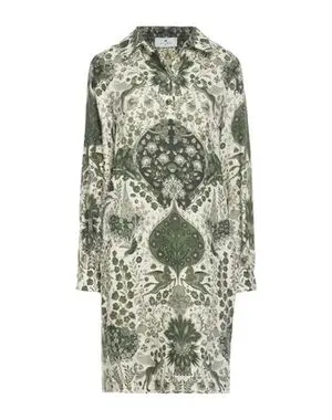 Etro Military Wool And Silk Midi Shirt Dress With Floral Print