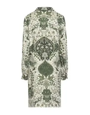 Etro Military Wool And Silk Midi Shirt Dress With Floral Print