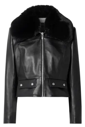 Magda Butrym Faux Fur-trimmed Leather Jacket