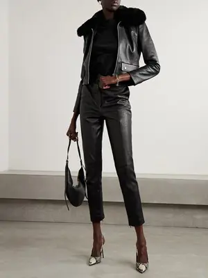 Magda Butrym Faux Fur-trimmed Leather Jacket