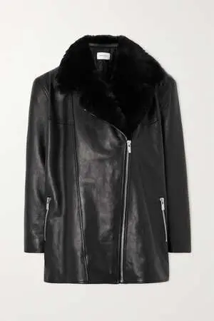 Magda Butrym Faux Fur-trimmed Leather Jacket