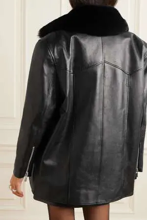 Magda Butrym Faux Fur-trimmed Leather Jacket