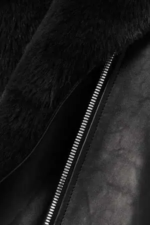 Magda Butrym Faux Fur-trimmed Leather Jacket