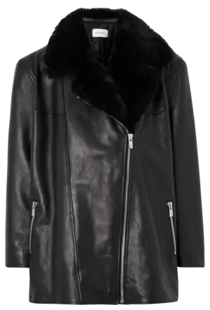 Magda Butrym Faux Fur-trimmed Leather Jacket