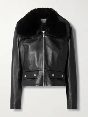 Magda Butrym Faux Fur-trimmed Leather Jacket