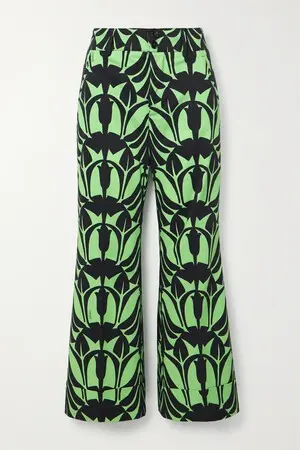 La DoubleJ Hendrix Cropped Printed Cotton-blend Bootcut Pants