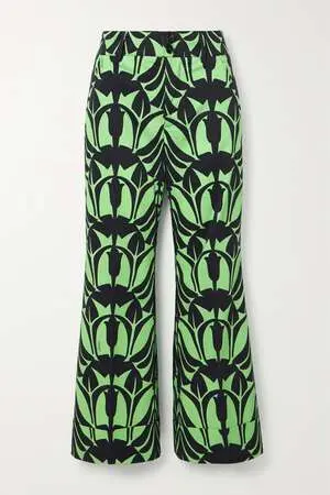 La DoubleJ Hendrix Cropped Printed Cotton-blend Bootcut Pants