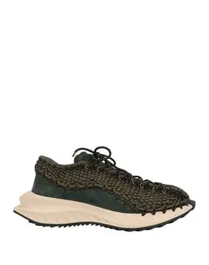 Valentino Garavani Lace-up Chunky Sneakers In Textile Fibers And Suede - Green