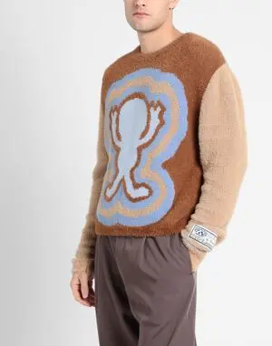 Gcds Jacquard Knit Crewneck Sweater - Camel