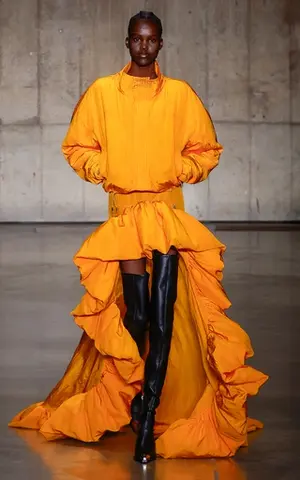 David Koma Ruffled Taffeta Gown - Orange