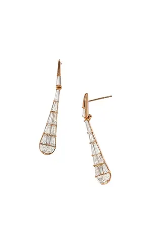 Nak Armstrong 20k Rose Gold Raindrop Earrings White