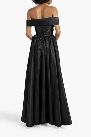 RHEA COSTA Convertible Off-the-shoulder Draped Gown