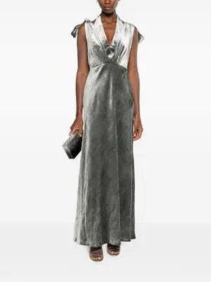 Alberta Ferretti V-neck Velvet Gown