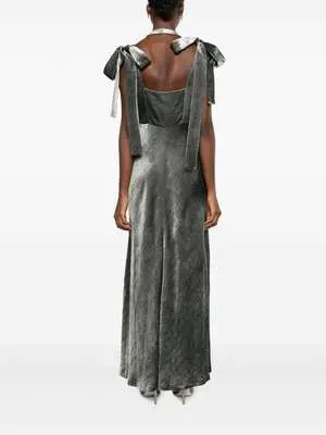 Alberta Ferretti V-neck Velvet Gown