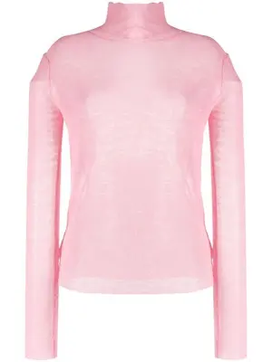 JIL SANDER Semi-sheer Logo-patch Jumper