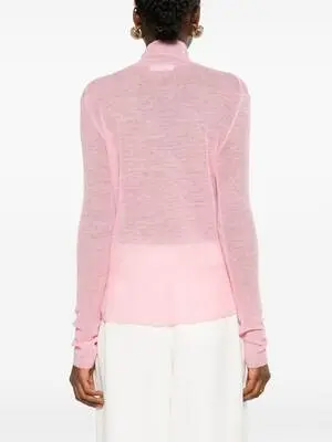 JIL SANDER Semi-sheer Logo-patch Jumper