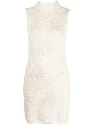 Casablanca Sequin-embellished Knit Dress - Neutrals