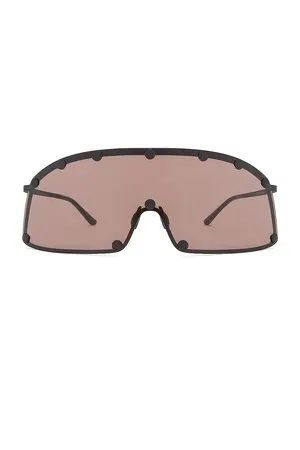 Rick Owens Shield Sunglasses - Blk Temple & Brown