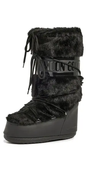 Moon Boot Icon Faux Fur Boots - Black