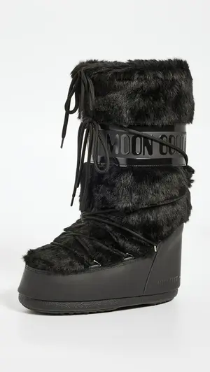 Moon Boot Icon Faux Fur Boots - Black