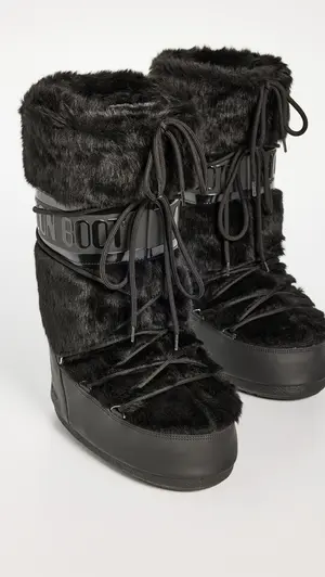 Moon Boot Icon Faux Fur Boots - Black