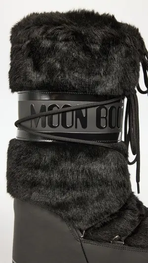 Moon Boot Icon Faux Fur Boots - Black