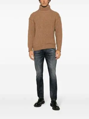 ROBERTO COLLINA Roll-neck Chunky-knit Jumper - Brown