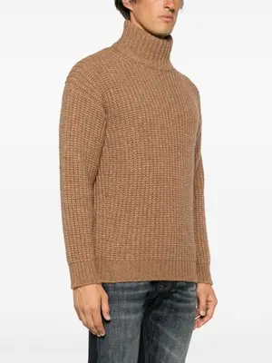 ROBERTO COLLINA Roll-neck Chunky-knit Jumper - Brown