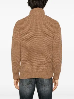 ROBERTO COLLINA Roll-neck Chunky-knit Jumper - Brown