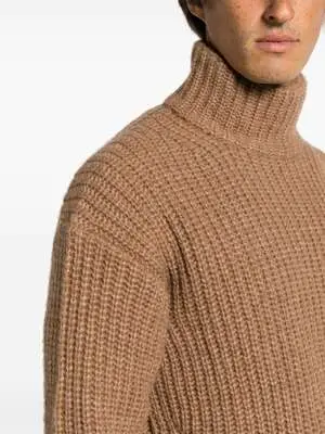 ROBERTO COLLINA Roll-neck Chunky-knit Jumper - Brown
